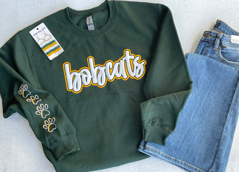 Bobcats Puff Print Crewneck – Pink Charming Boutique