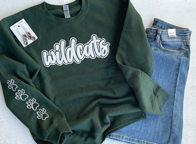 Wildcats Puff Print Crewneck – Pink Charming Boutique